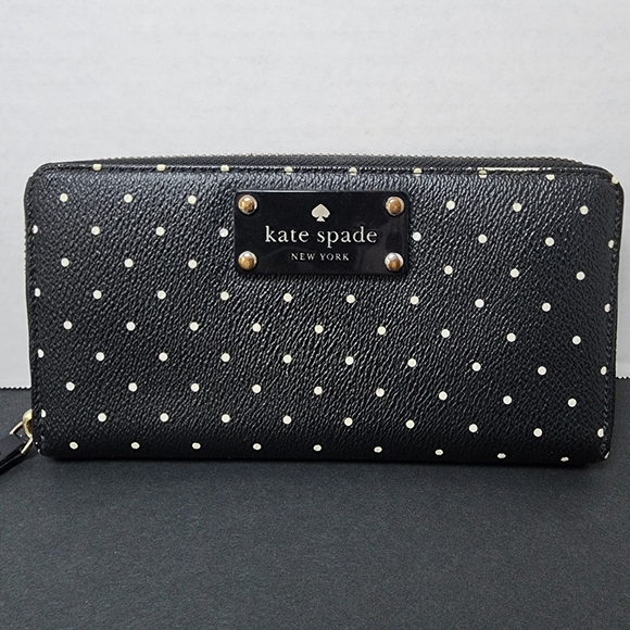 kate spade | Bags | Kate Spade Story Book Lined Polka Dot Long Zippy ...